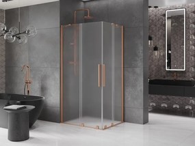 Mexen Velar Duo, sprchový kout s posuvnými dveřmi 100 x 90 cm, 8mm sklo námraza, měděná matná, 871-100-090-32-65