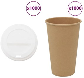 Papírové kelímky na kávu s víčky 1000 pcs 16oz 400ml 3325222