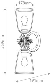Quoizel STARING-2WB-DG-CLEAR - Nástěnné svítidlo STARING 2xE27/40W/230V měděná