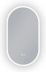 Erga Demi, oválné LED zrcadlo 50x90cm, 3 barvy světla, přední osvětlení, topná podložka proti zapaření, ERG-V01-DEMI-5090-CL