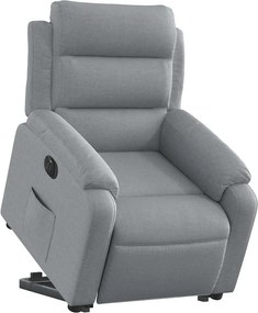 Elektrické zvedací polohovací křeslo světle šedé textil 3205004