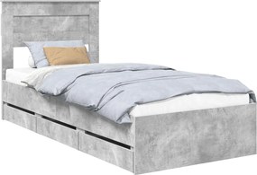 Rám postele s čelo Betonově šedá 90 x 200 cm Inženýrské dřevo 3409880