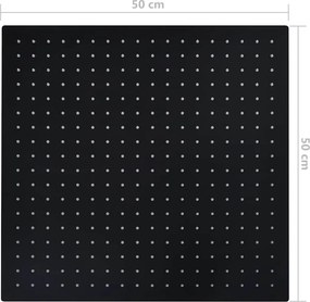 Dešťová sprchová hlavice nerezová ocel 50x50 cm čtvercová černá 147699