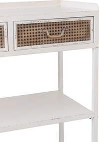 Bílý antik kovový konzolový stůl se šuplíky Valio White - 75*38*84cm