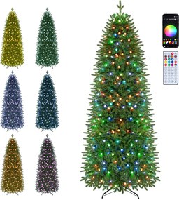 Costway Úzký vánoční stromek 225 cm s 948 větvemi a LED