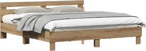Rám postele Artisanový dub 203 x 185 x 70 cm Kompozitní dřevo 3385626