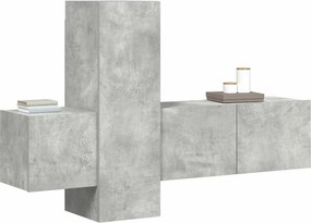 3dílný set TV skříněk betonově šedý kompozitní dřevo 3079074