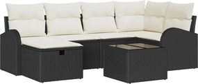 Set pohovek 7 ks Černá a krémová polyratan 3359086