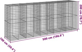 Gabionový koš s víkem 500 x 100 x 200 cm pozinkované železo 3295233