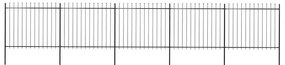 Zahradní plot s kopím nahoře ocelový 838 x 150 cm černý 277633