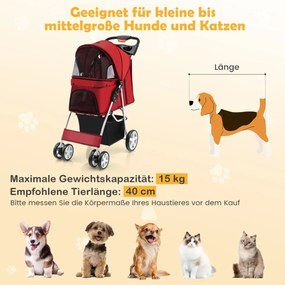 Costway Pet Kočárek Skládací kočárek pro psy s úložným košíkem Držáky na hrnky