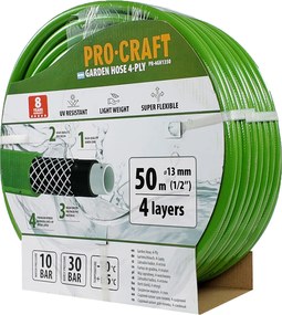 Procraft PR-4GH1350 - zelená zahradní hadice, 4 vrstvy, 1/2", 50m