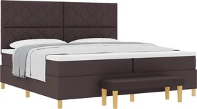 Postel s boxspringem s čelo Tmavě hnědá 200 x 200 cm textil 3344404
