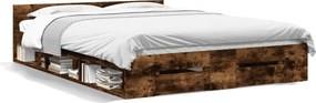 Rám postele se zásuvkami kouřový dub 135 x 190 cm kompozit 3280773