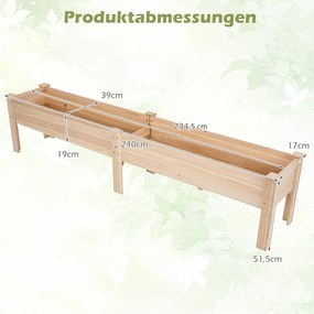 Costway Dřevěný vyvýšený záhon s drenážními otvory Záhon s 2 výsadbovými