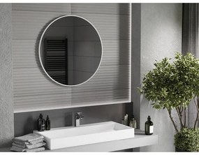 Mexen Loft, kulaté koupelnové zrcadlo 80 cm, barva rámu bílá, 9850-080-080-000-20