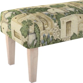 Dlouhá lavička 100x40cm barva béžová látka pletený vzor, vzorované