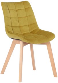Židle Passaic ~ samet, dřevěné nohy natura - Žlutá