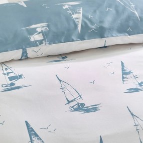 Modré 3dílné povlečení na dvoulůžko 200x200 cm Salcombe Boats – Catherine Lansfield