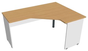 Stůl ergo levý 160*120 cm - Hobis Gate GEV 60 L Dekor stolové desky: buk, Dekor lamino podnože: bílá, Barva nohy: černá