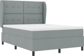 Postel s boxspringem s čelo Světle šedá 140 x 200 cm textil 3340564