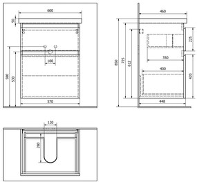 Sapho, ALTAIR umyvadlová skříňka 57x72,5x45cm, dub emporio