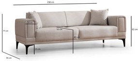 Třímístná rozkládací pohovka Horizon 230 cm ecru