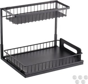 2vrstvá drátěná výsuvná skříňka pod dřez Organizér 27,2 × 35,6 cm zásuvkový koš