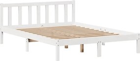 Postel s knihovnou bez matrace bílá 135x190 cm masivní borovice 3321652