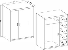 FALCO Šatní skříň Enja 3D Odstín: Dub sonoma