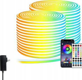 Led pásek Rgb 20 m Vodotěsný Dálkový Ovladač Aplikace IP65 24V Neon Elastický