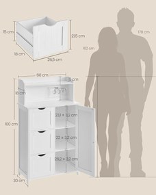 Koupelnová skříňka Vasagle Toly 100 cm s nabíjecí stanicí bílá