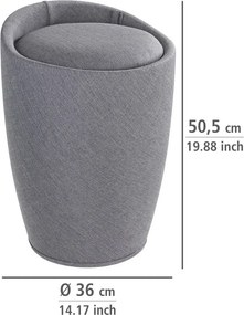 Taburet CANDY GREY - koš na prádlo, 2 v 1 , WENKO, šedý