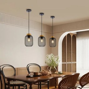 Brilagi - Lustr na lanku BASKLITE 1xE27/15W/230V kaučukovník/černá