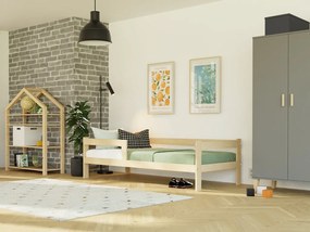 Benlemi Jednolůžková postel ze dřeva SAFE 5v1 se zábranou Zvolte barvu: Béžová, Zvolte rozměr: 90x190 cm, Zvolte zábranu: S jednou zábranou