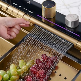 Rea, Multifunkční ocelový dřez 10 v 1 REA Alonzo Brush Gold, ZLE-06419