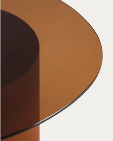 Hnědý konferenční stolek se skleněnou deskou 74x81,5 cm Olir – Kave Home