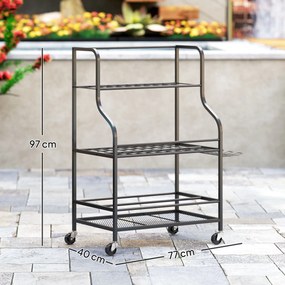 Organizér na zahradní nářadí 3-patrový stojan na zahradní nářadí s háky do 40 kg zátěže 77x40x97cm černý