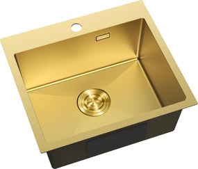 Mexen Solix, 1-komorový nerezový dřez 500 x 450 mm, broušená zlatá, 6402501000-55