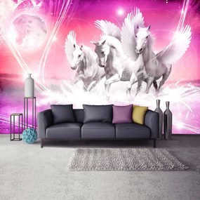 Fototapeta - Pegasus na růžovém pozadí (152,5x104 cm)