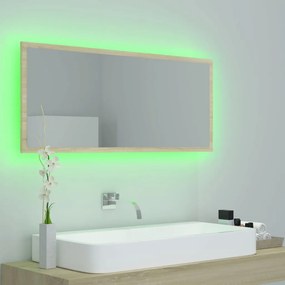 vidaXL Marketos LED koupelnové zrcadlo dub sonoma 100 x 8,5 x 37 cm akrylové