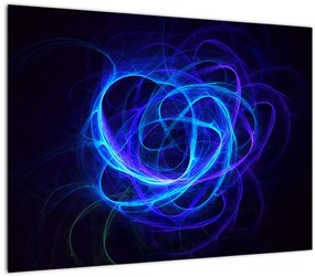 Skleněný obraz modrého abstraktního klubíčka (70x50 cm)