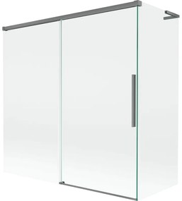 Mexen Rox L vanová zástěna 2-křídlová posuvná 160 + 80 x 150 cm, průhledná, gun metal - 8C9L-160-080-95-00