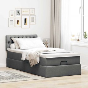 Osmanský rám postele s matrací tmavě šedá 80x200cm textil 3311498