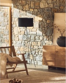 Černá stojací lampa s textilním stínidlem (výška 157 cm) Ikia – Kave Home