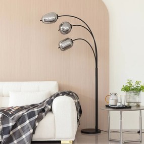 Lindby Gileos stojací lampa kouřové sklo 3 zdroje