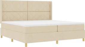 Postel s boxspringem s čelo Krémová 200 x 200 cm textil 3341922