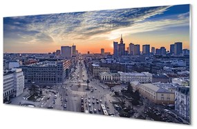 Obraz na skle Varšava mrakodrapy Sunset 120x60 cm