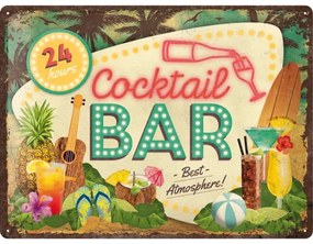 Postershop Plechová cedule: 24h Cocktail Bar - 40x30 cm