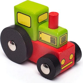 Bigjigs Rail Dřevěný vagon s traktorem + 2 koleje